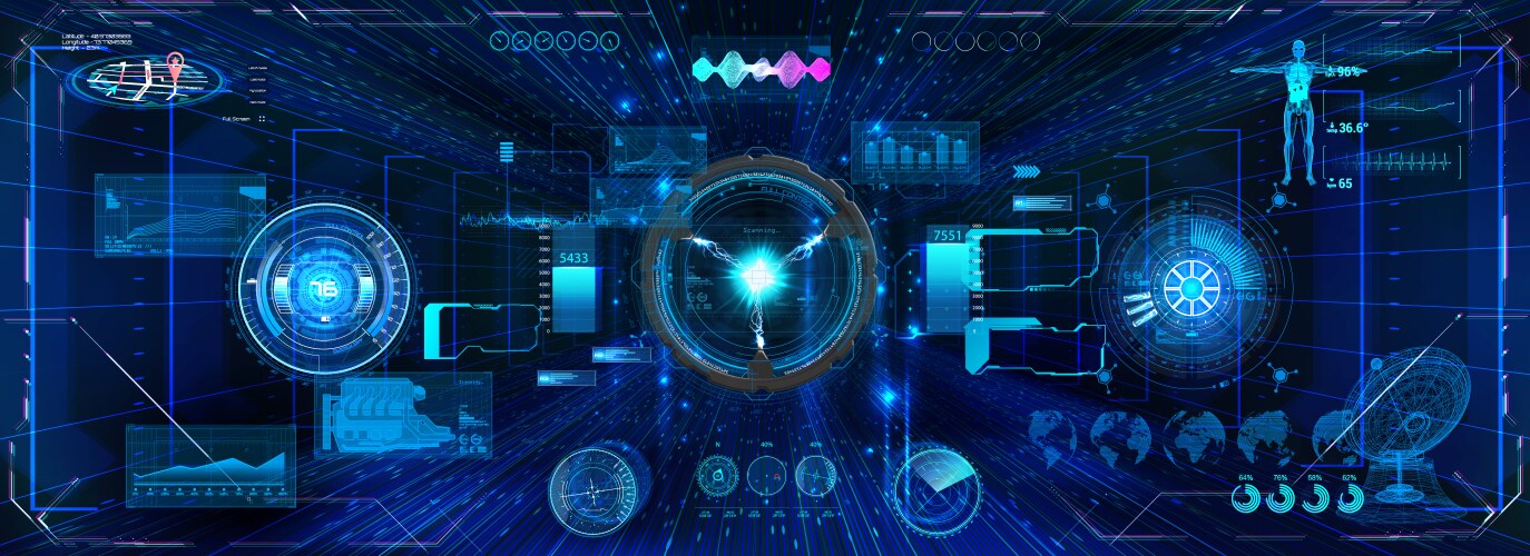 Hud - futuristic user interface elements for gui Vector Image