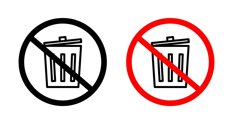 No trash icon set bin waste symbol Royalty Free Vector Image