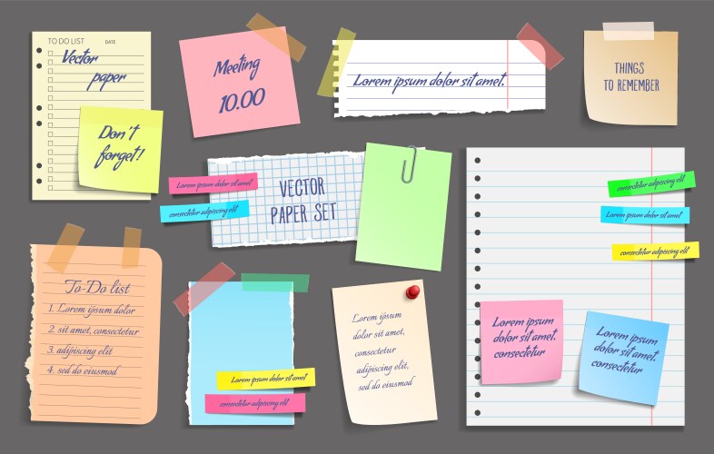 Paper sheet pieces for notes and reminders Vector Image
