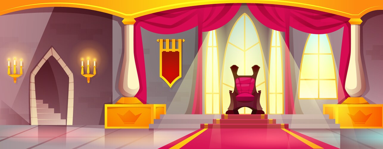 Castle ballroom interior medieval royal palace Vector Image