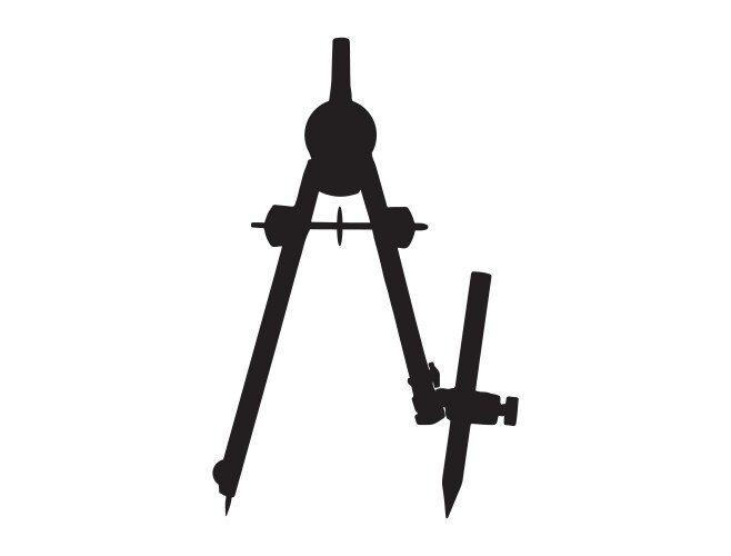 Drawing compass silhouette art Royalty Free Vector Image