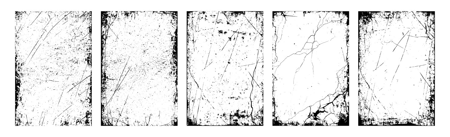 Old cinematic frame overlay texture on transparent