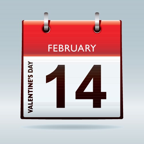 February 14 calendar daily icon Royalty Free Vector Image