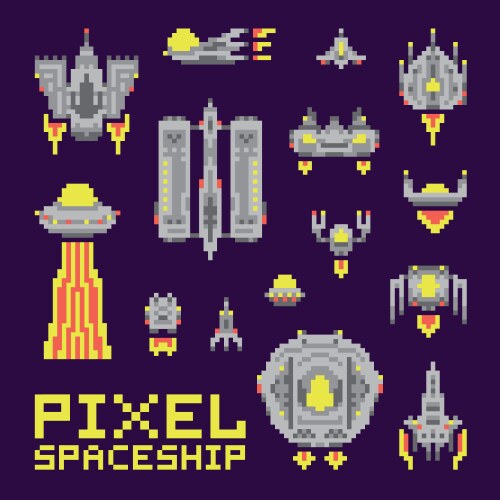 Spaceship Pixel Vector Images (over 1,100)