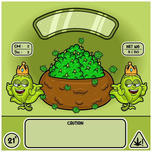 Cartoon cola flavor with cannabis leaf Royalty Free Vector