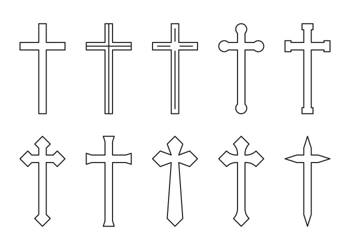 Catholic cross single line drawing traditional Vector Image