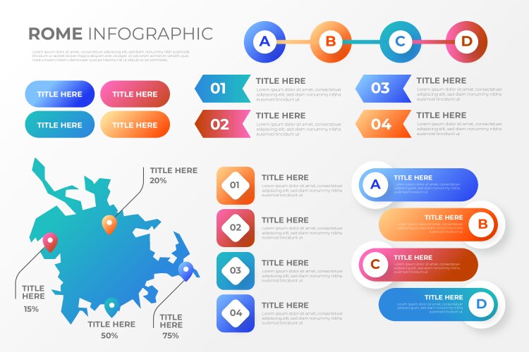 Gradient rome map infographics Royalty Free Vector Image