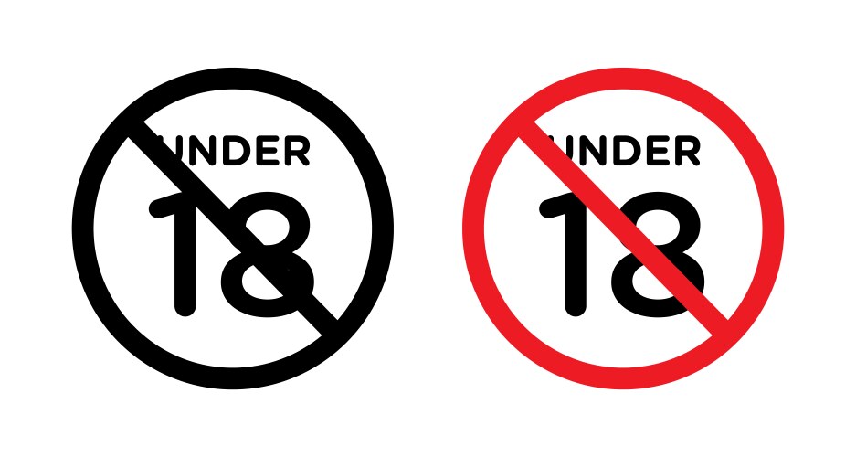 No under eighteen sign icon set restriction Vector Image
