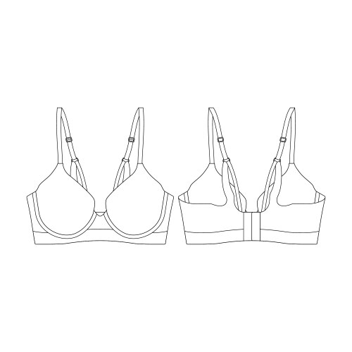 Template longline sports bra flat design outline Vector Image