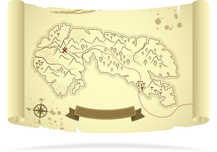 Ancient treasure map Royalty Free Vector Image