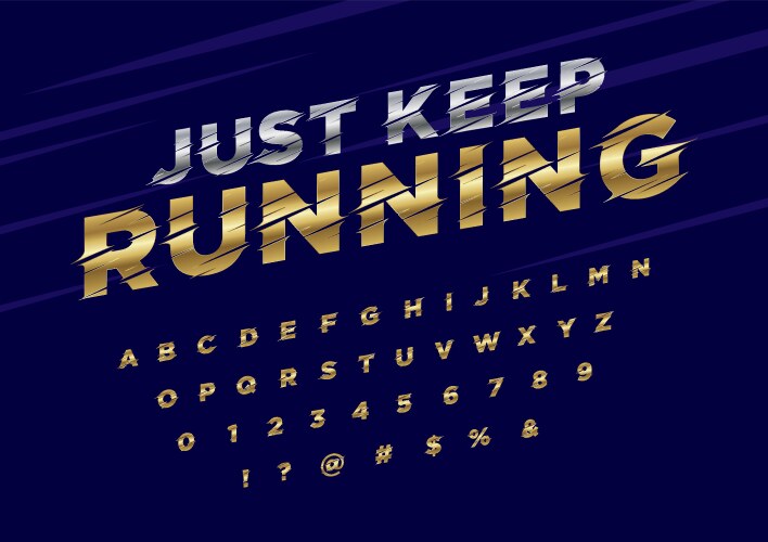 Font chrome tilt Royalty Free Vector Image - VectorStock