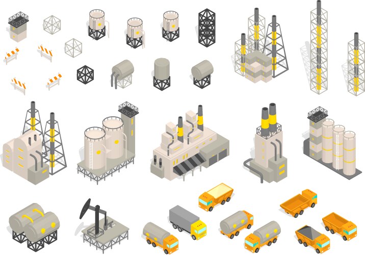 Steel industry isometric set Royalty Free Vector Image