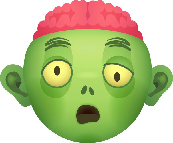 Funny zombie face cartoon emoji monster Royalty Free Vector