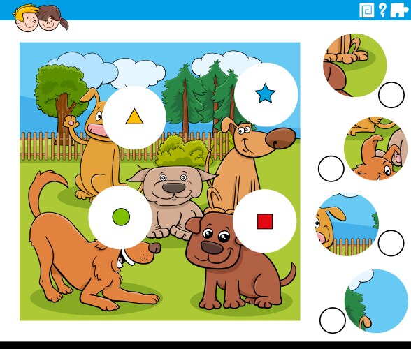 Jigsaw puzzle game with cute dog Royalty Free Vector Image