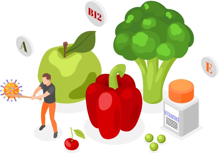 Strong immune system protection against virus Vector Image