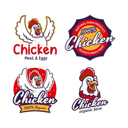Set of an chicken and eggs label Royalty Free Vector Image