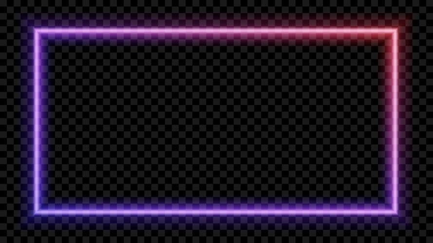 Golden neon frame on transparent background Vector Image
