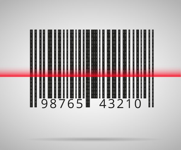 Isometric barcode with laser scanning Royalty Free Vector
