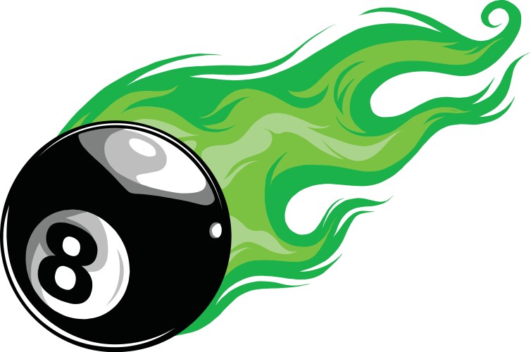Eight ball with flames art Royalty Free Vector Image