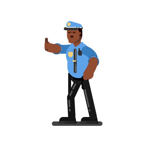 Cartoon police officer policeman stop crime Vector Image
