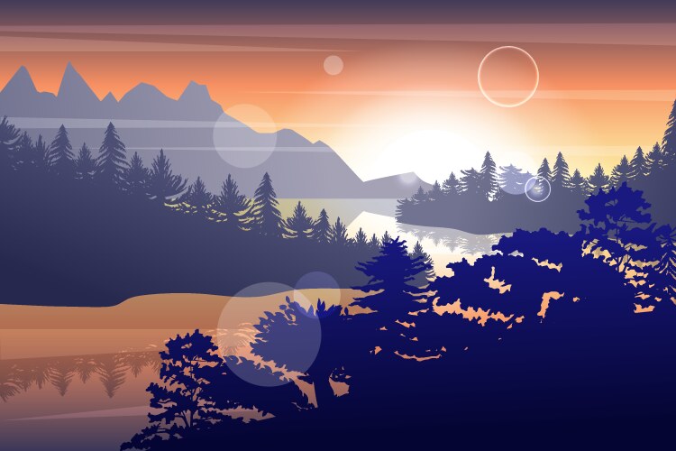 Misty river landscape Royalty Free Vector Image