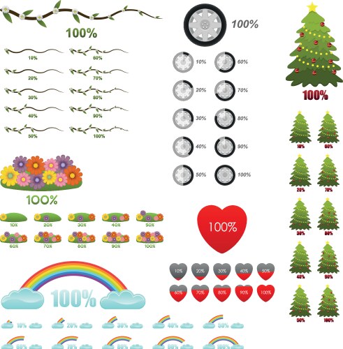 Set Progress Bars Royalty Free Vector Image Vectorstock