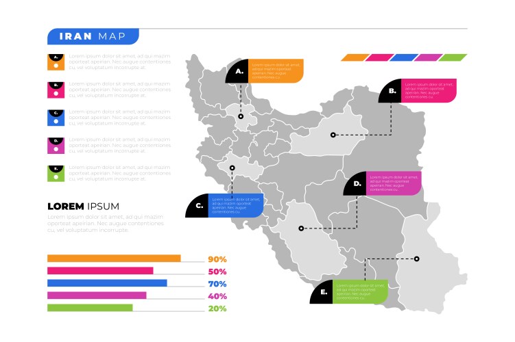 Iran map infographics Royalty Free Vector Image