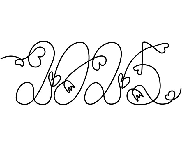 2025 hand lettering continuous line set of 2 Vector Image