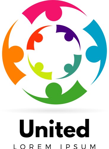 Teamwork unity people logo design Royalty Free Vector Image