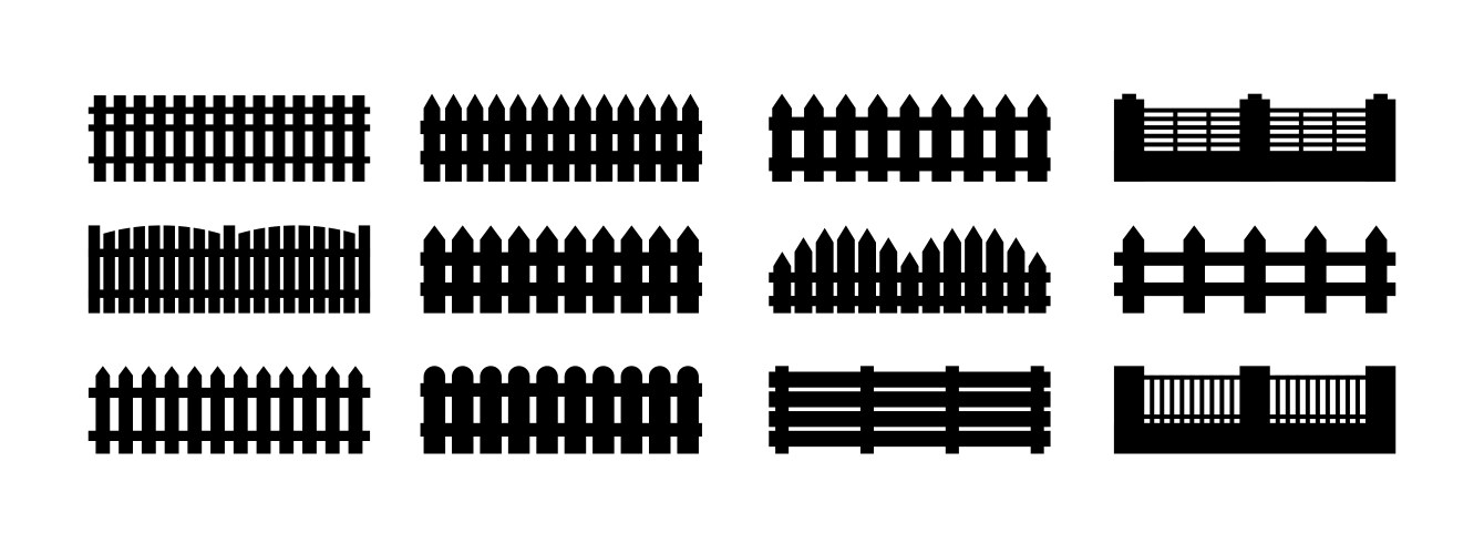 Fence template element icon set isolated Vector Image