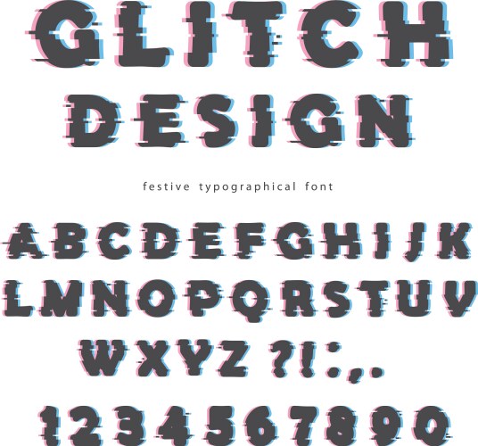 Font in glitch style Royalty Free Vector Image