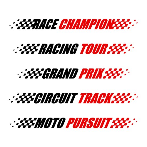 Racing sport set logotypes colorful Royalty Free Vector