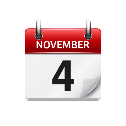 October 4 flat daily calendar icon date Royalty Free Vector