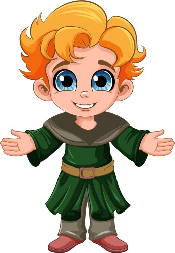 Young saint medieval cartoon character Royalty Free Vector