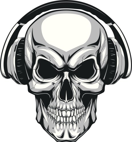 Skull with headphones Royalty Free Vector Image