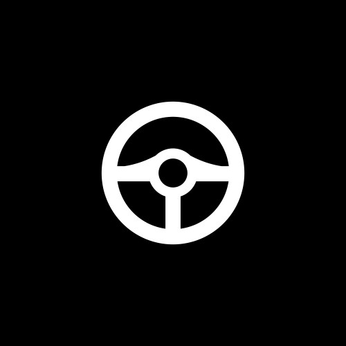 Steering wheel with power button logo Royalty Free Vector