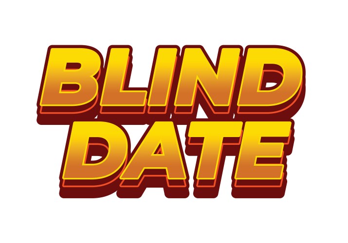 Blind date text effect in 3d style with eye Vector Image