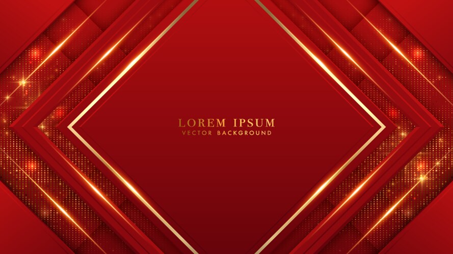 Red luxury background with golden lines triangle Vector Image