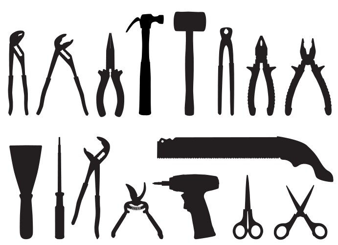 Tool Silhouette Collection Royalty Free Vector Image