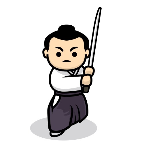 Man attacking opponent with traditional japanese Vector Image