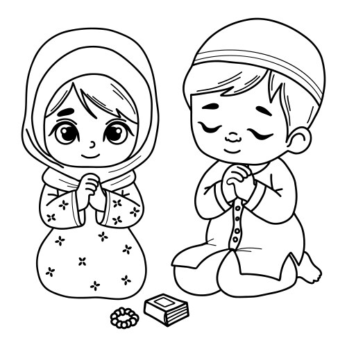 Religious traditional praying islamic children Vector Image