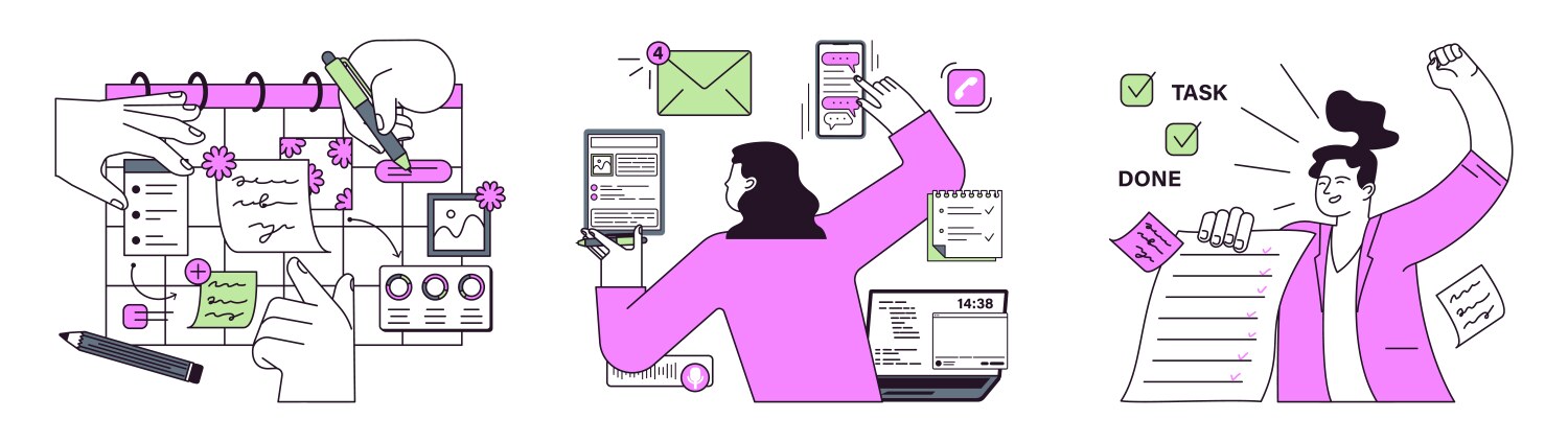 Employee efficiency set business character Vector Image