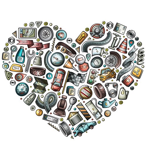 Cartoon set of automobile objects Royalty Free Vector Image Cartoon set of automobile objects Royalty Free Vector Image