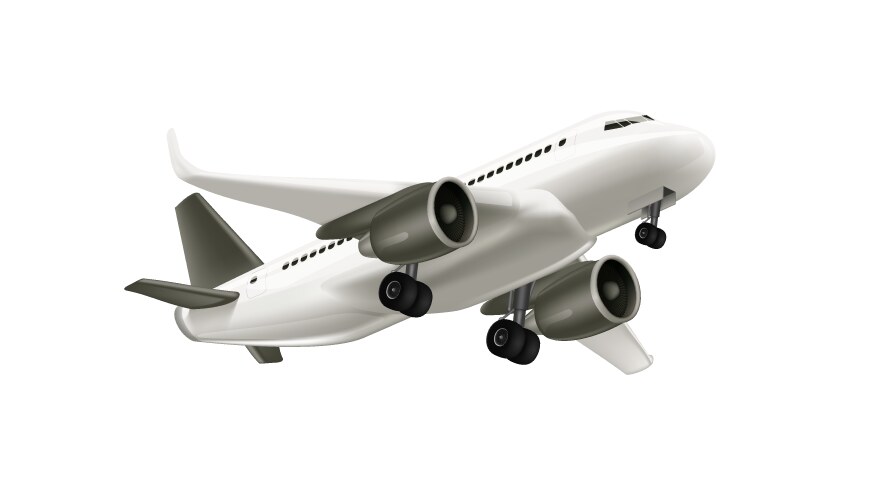 3d white glossy commercial jet airplane take off Vector Image