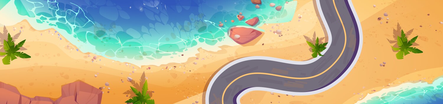 Foamy sea wave on sandy beach top view Royalty Free Vector