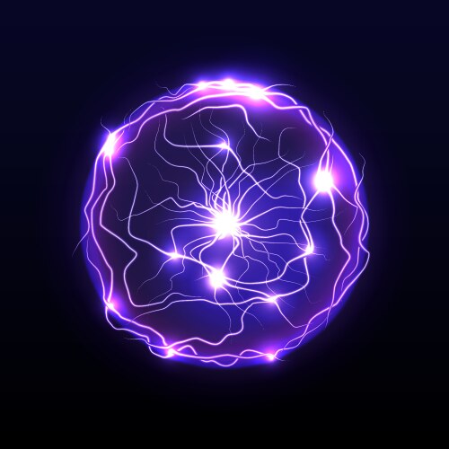 Purple energy ball with lightings Royalty Free Vector Image