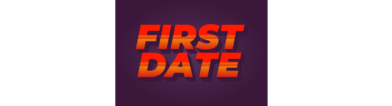 First date text effect in 3d style with modern Vector Image