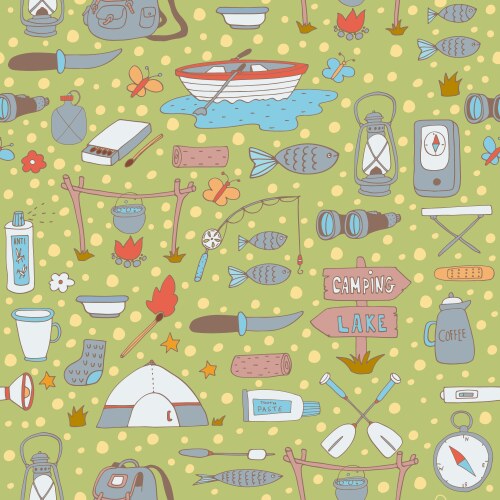 Seamless pattern with adventure equipment Vector Image