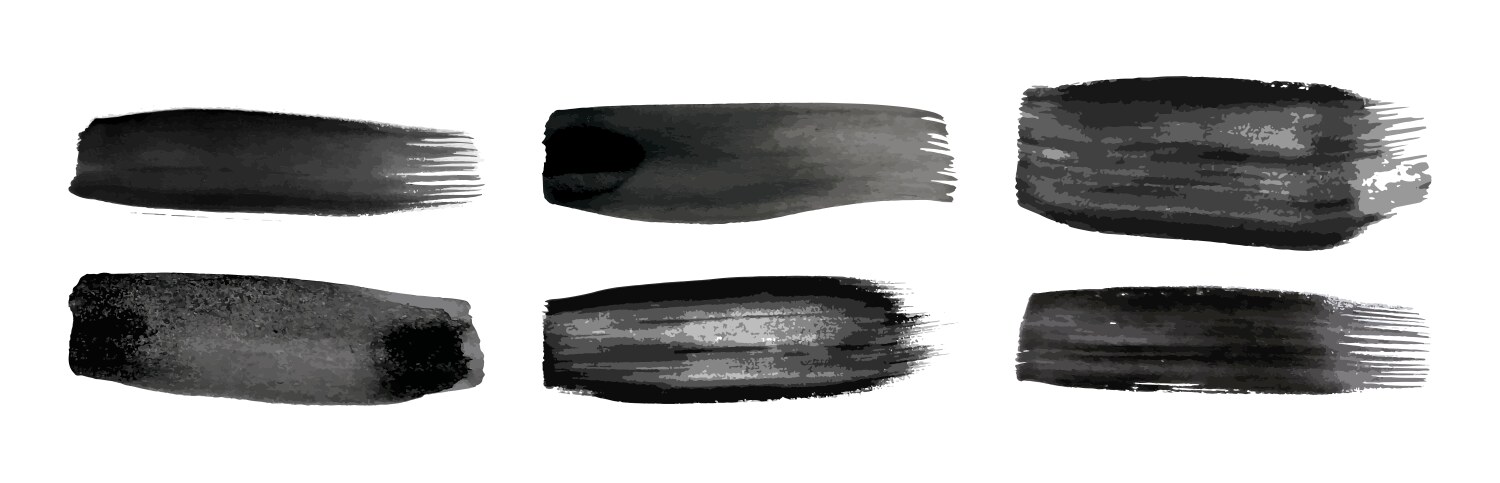 Set of black hand drawn brush strokes Royalty Free Vector