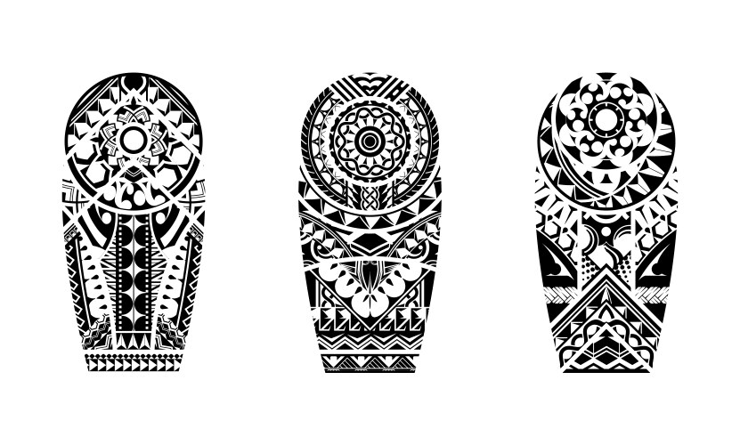 Tattoo abstract black arm template set Royalty Free Vector